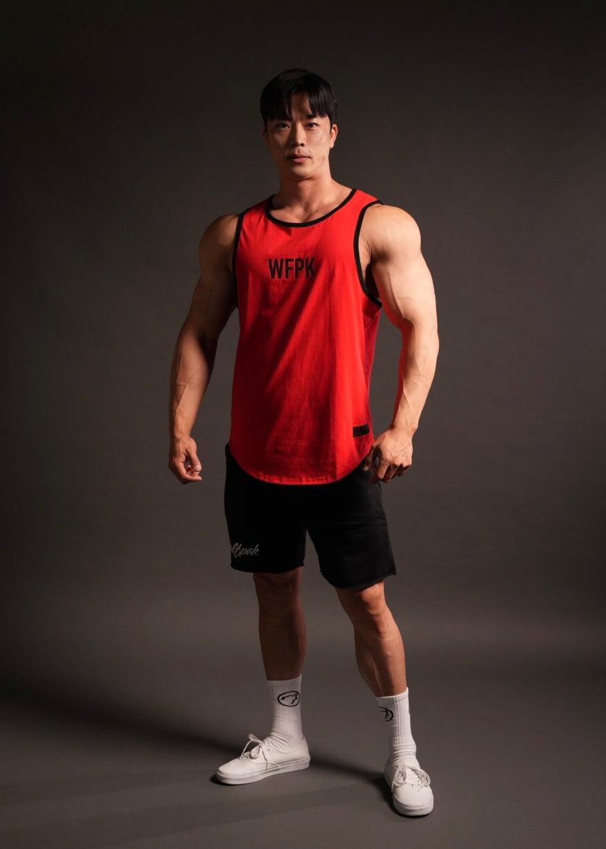 Men's Performance Tank Savage Red w/ Black Border