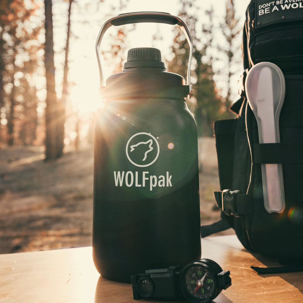 64oz Flask Black White Letters